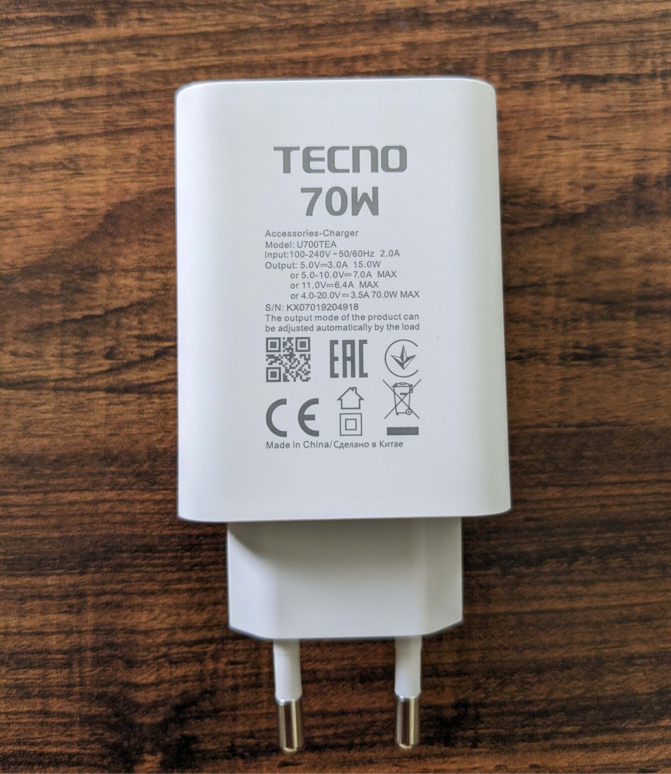 Tecno 70 Watt Charger 100% Original – BabaGroup.Pk